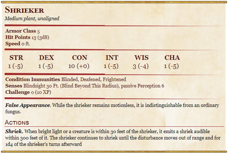 Shrieker / Dnd / 5e / Pathfinder / Classic monster - Etsy Australia