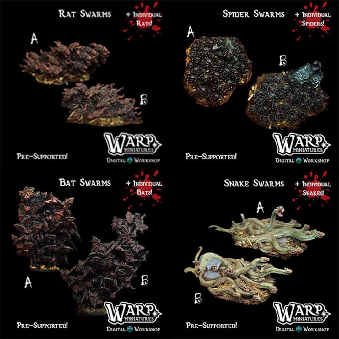Vermin Swarms (8 Sculpts) / Dnd / Pathfinder / 5e / Miniature / Warp ...