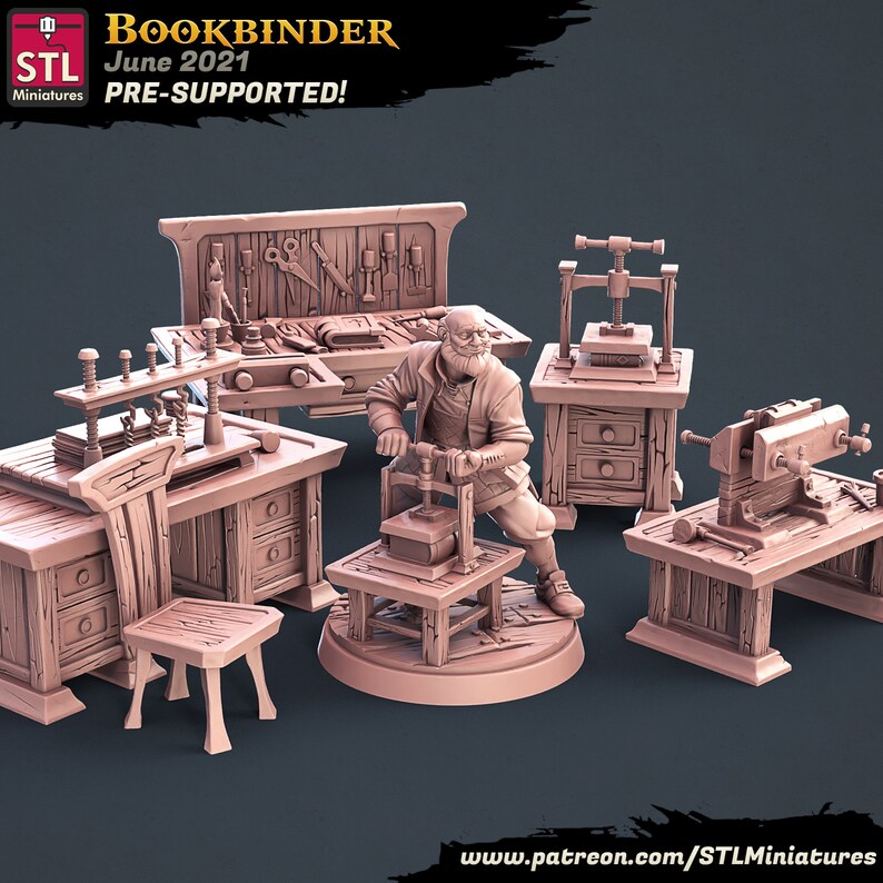 Bookbinder Set (1 Character, Plus Lots of Publishing Scatter Terrain ...