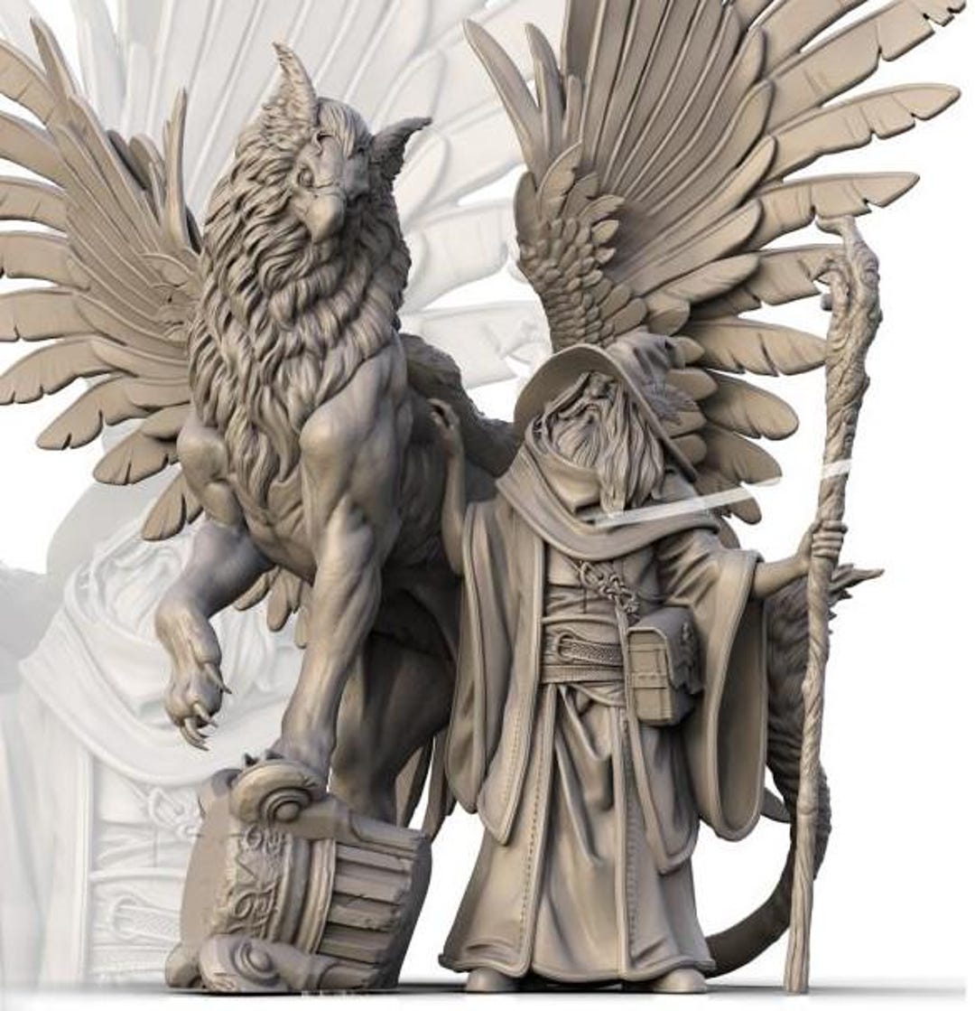 Wizard and Griffin Companion (2 Sculpts) / Dnd / 5e / Pathfinder ...