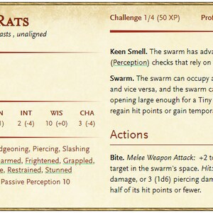 Swarm of Rats / Medium Swarm / Dnd / 5e / Pathfinder / Roleplaying ...