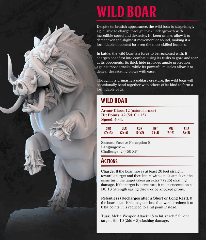 Wild Boars 2 Sculpts / Dnd / Pathfinder / 5e / Savage Worlds - Etsy