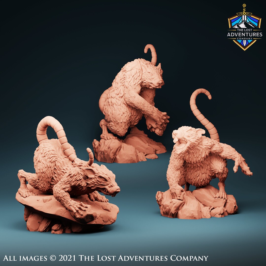 Giant Rats 3 Sculpts / Dungeons and Dragons / 5e / Pathfinder / Lost ...