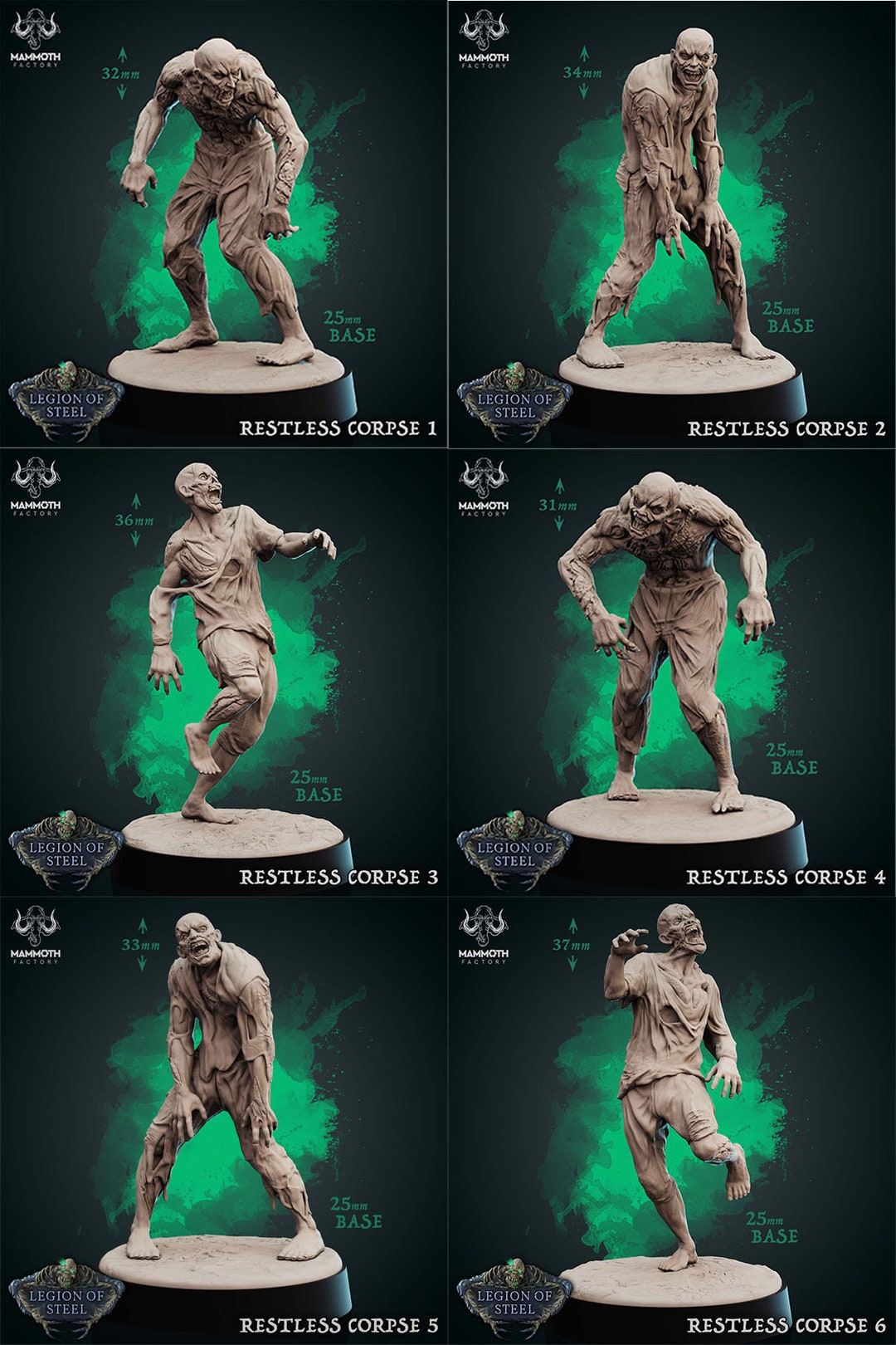 Restless Corpses / Dnd / Pathfinder / 5e / Miniature / Mammoth Factory ...