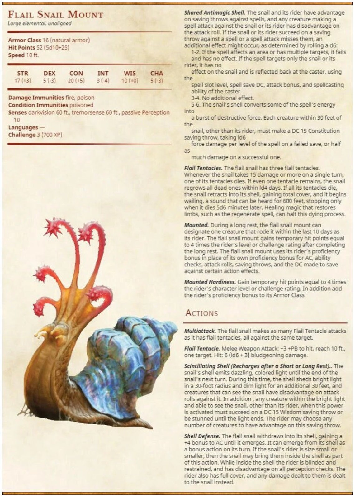 Flail Snail / Monster Manual / Dungeons and Dragons / 5e / - Etsy