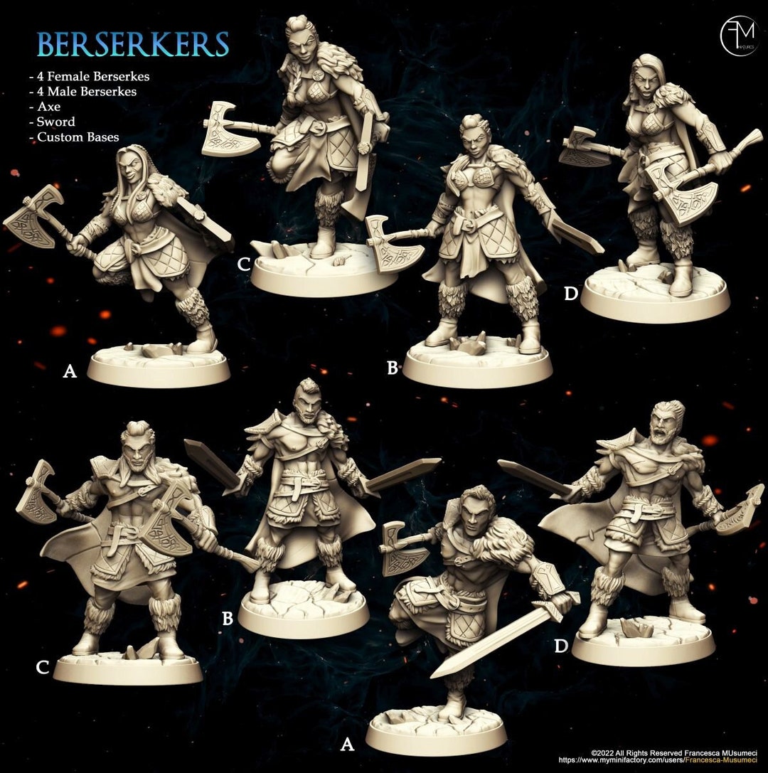 Barbarian Berserkers (4 Sculpts in Male and Female) / Dnd / 5e ...