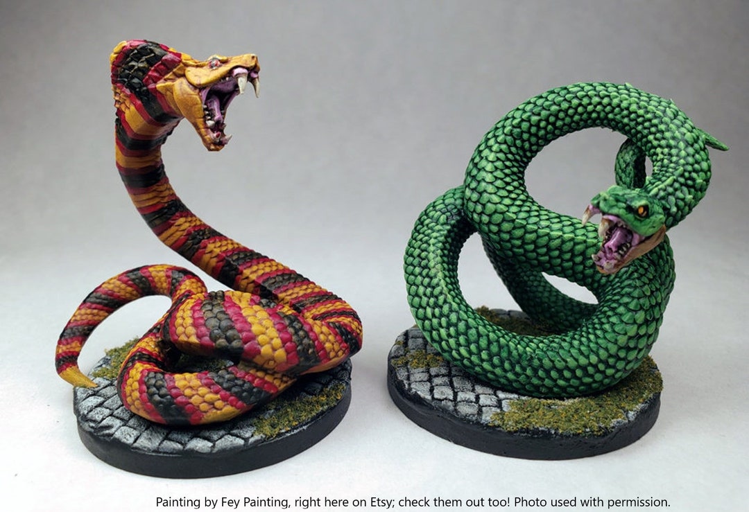 Giant Snakes (2 Sculpts) / Dnd / 5e / Pathfinder / Medium, Large, or ...