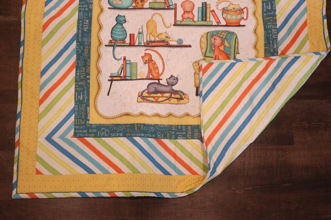 Handmade Cat Quilt wall Hanging or Throw Pawsmidwest - Etsy