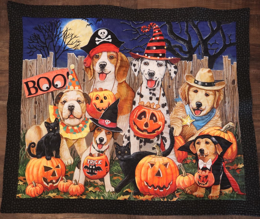 Handmade Halloween Dog/cat Quilt (wall Hanging/throw/blanket ...