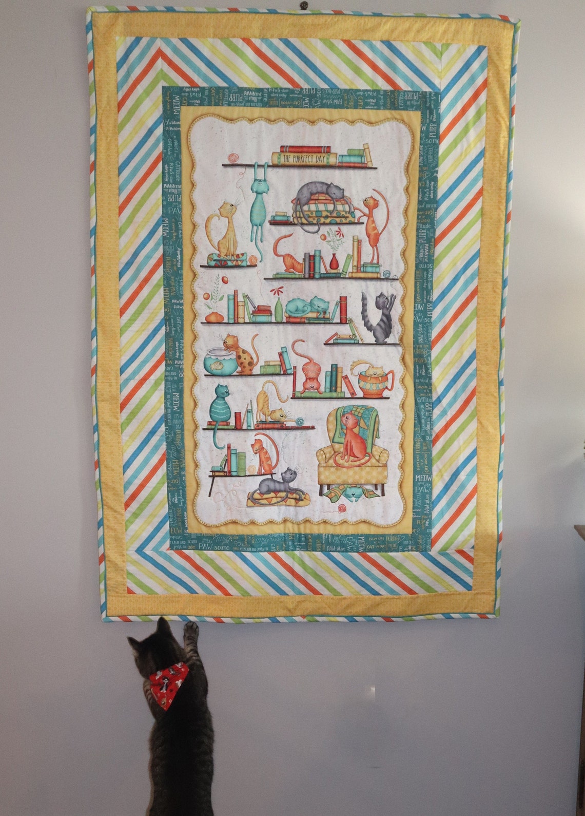 Handmade Cat Quilt wall Hanging or Throw Pawsmidwest - Etsy