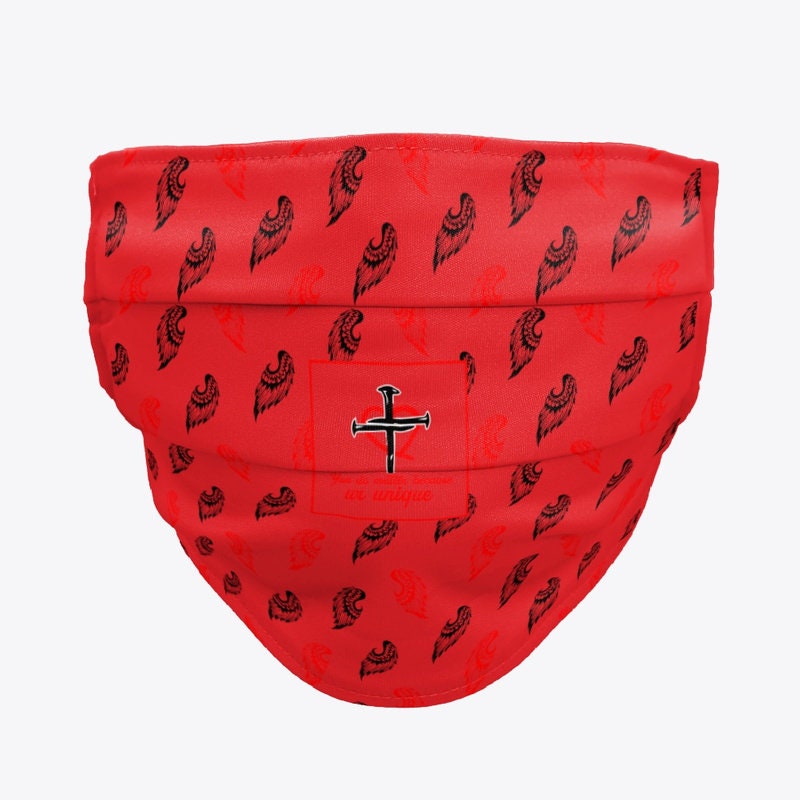 Angel Wings W/ You Do Matter Because You're Unique Face Mask, Red Heart ...