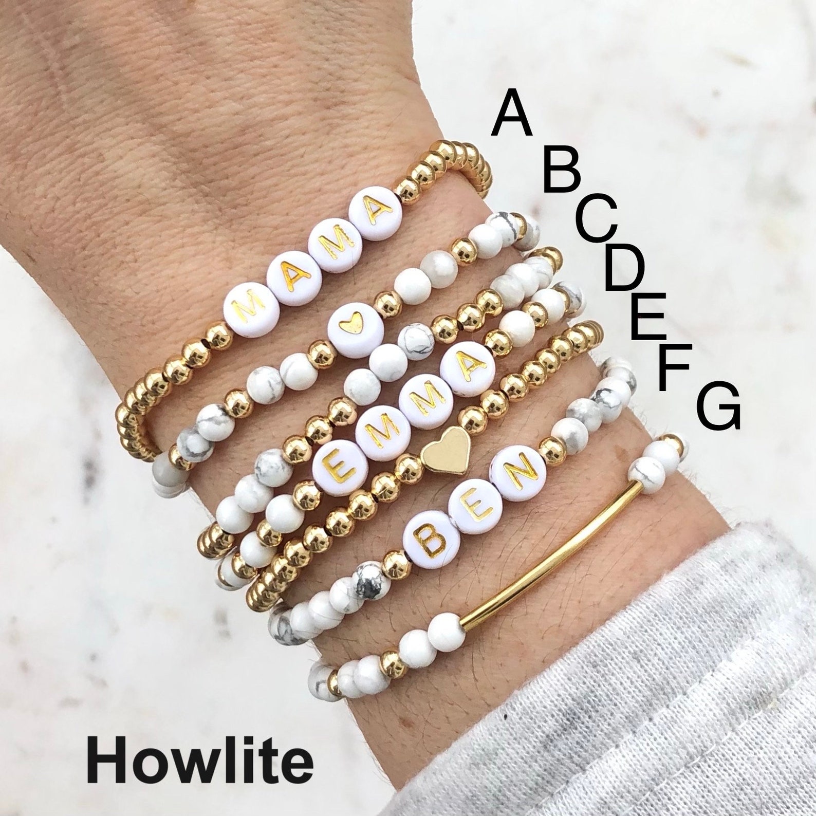 Personalized Beaded Name Bracelet, Postpartum Mom Gift, New Mom Baby ...