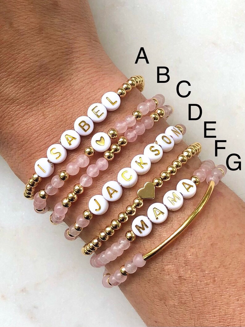 Personalized Word Bracelet Kids Name Bracelet Stacking Mama - Etsy