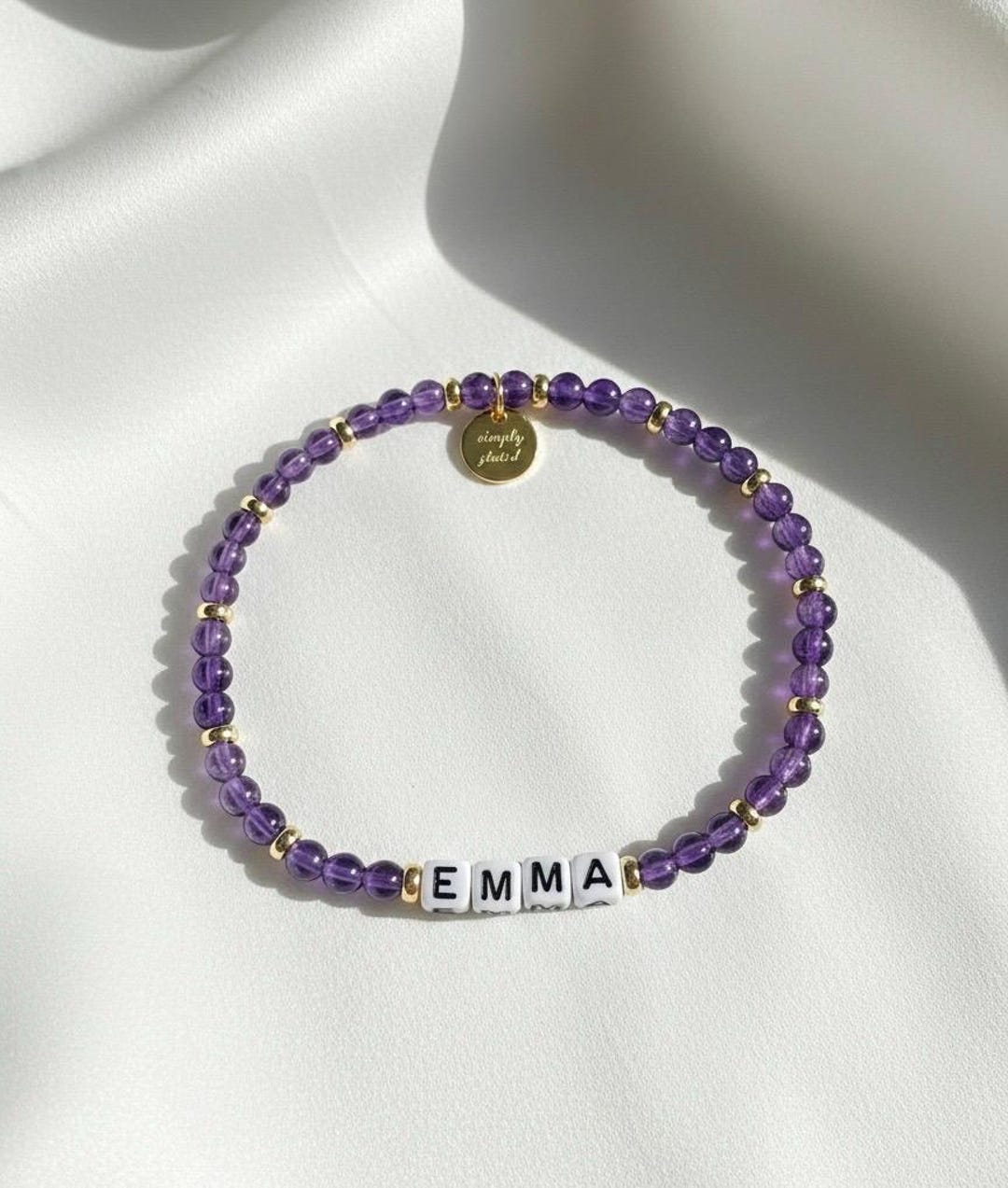 Amethyst Custom Name Bracelet, April Birthstone Personalized Jewelry ...