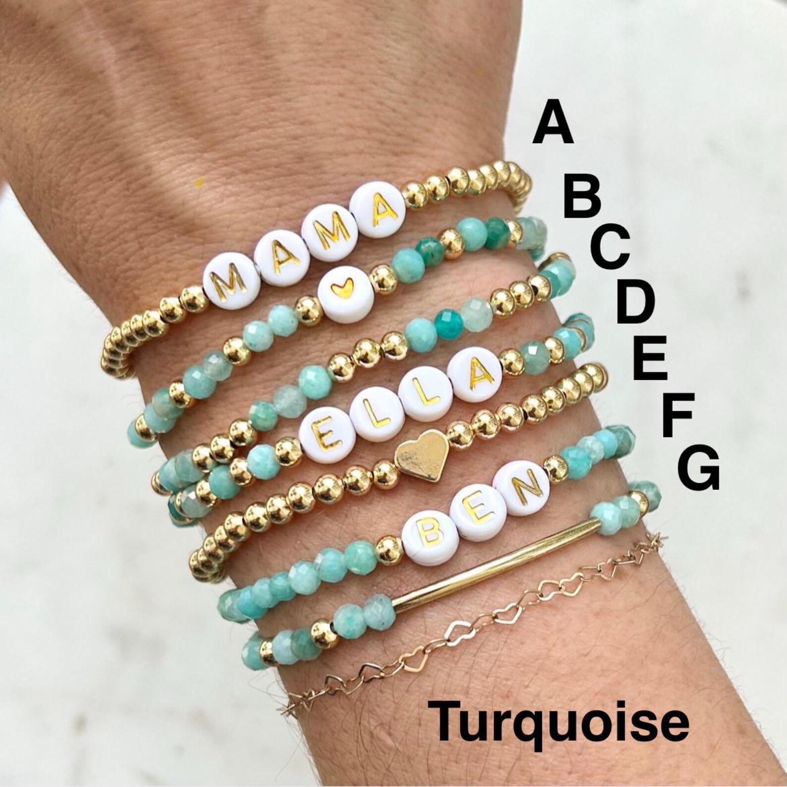 Custom Beaded Name Bracelets, Personalized Word Stack, Valentines Day ...