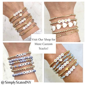 Personalized Word Bracelet, Kids Name Bracelet, Stacking Mama Bracelet ...