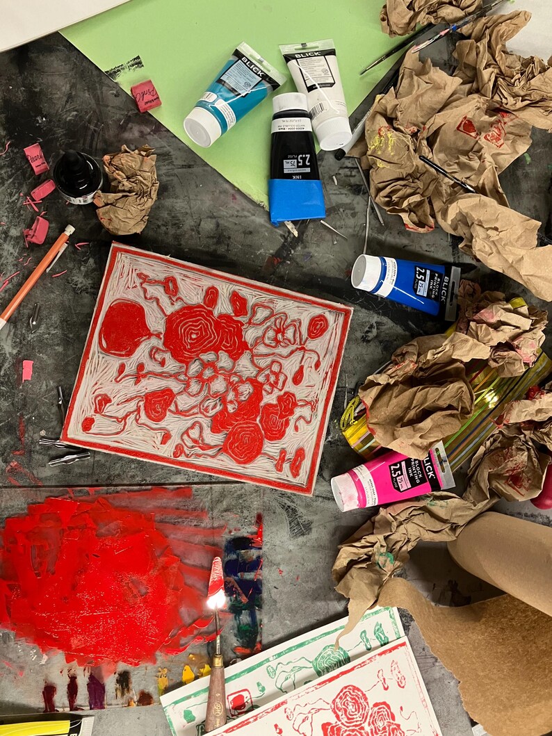 Nasturtiums in Vase Handmade Linocut Print Wall Art - Etsy