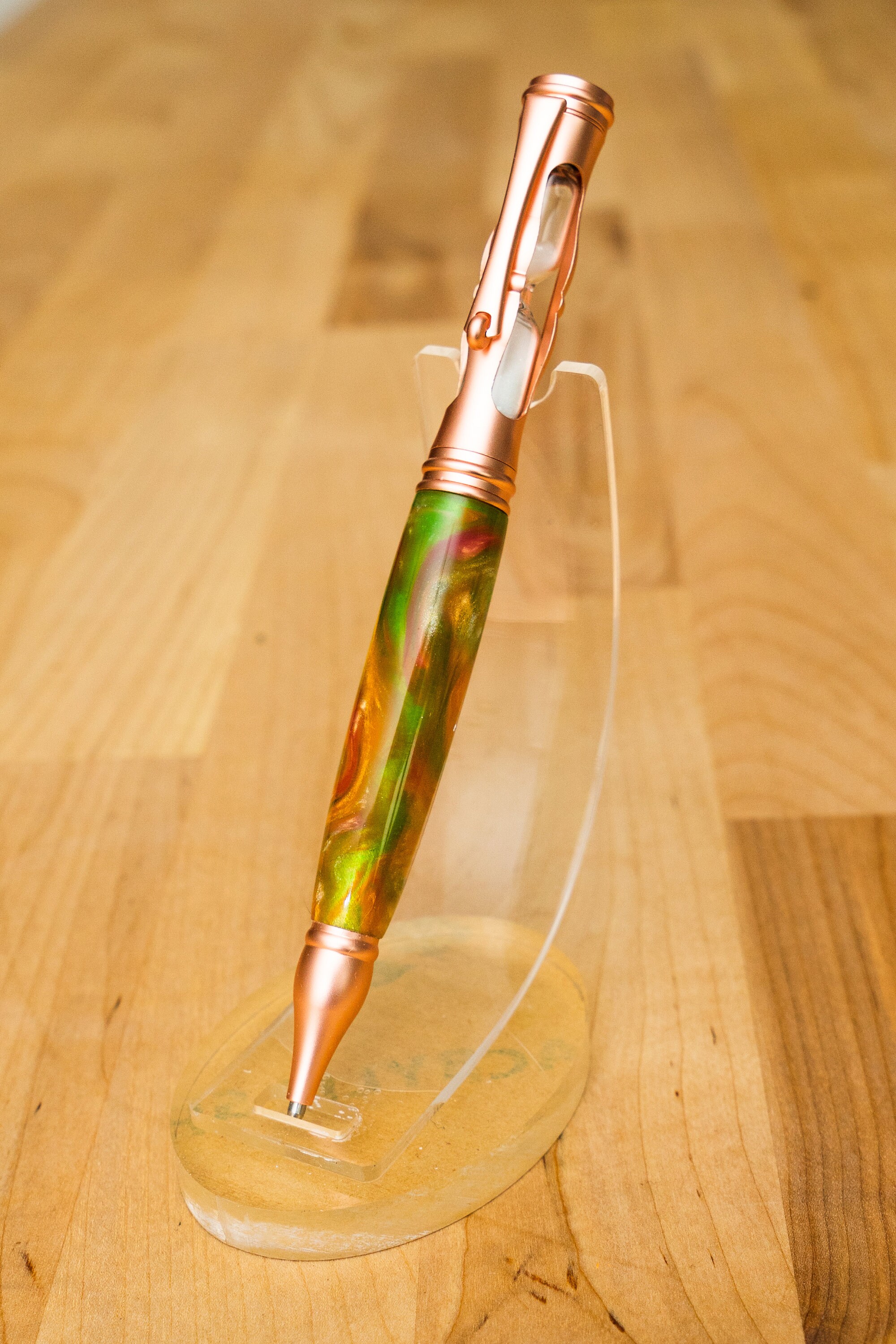 Hand Made Custom Acrylic Satin Copper Hourglass Twist Rollerball Pen - Etsy