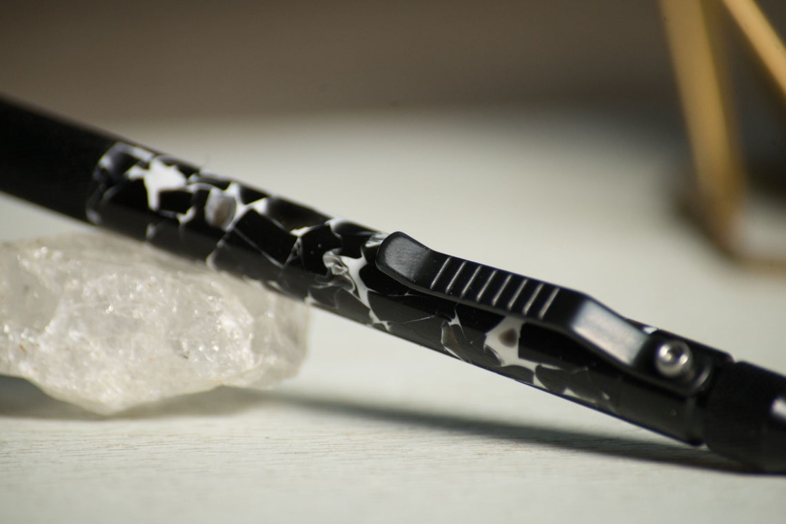 Hand Made Black and White Crushed Acrylic Anvil Click Pen - Etsy