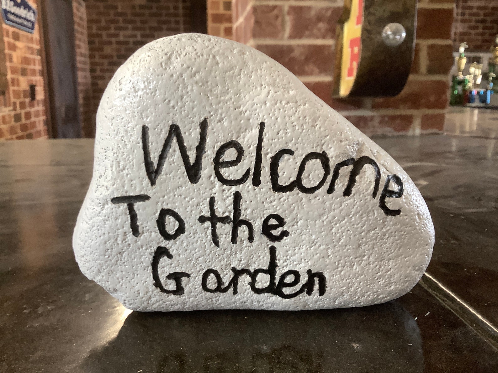 Garden Welcome Sign Rock With Engraved Lettering and Weather Resistant ...