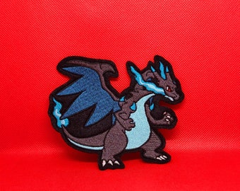 Mega Charizard X Iron on Patch Shiny Metallic Embroidered. Pokemon Patch. - Etsy