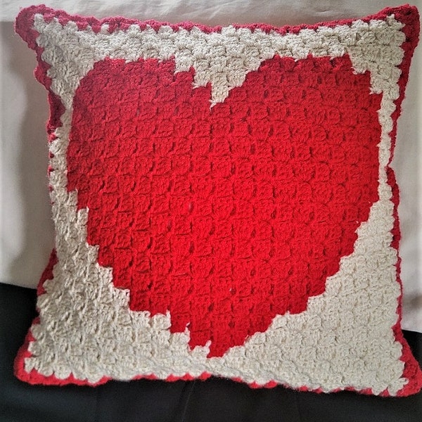 Crochet Heart Pillow - Etsy