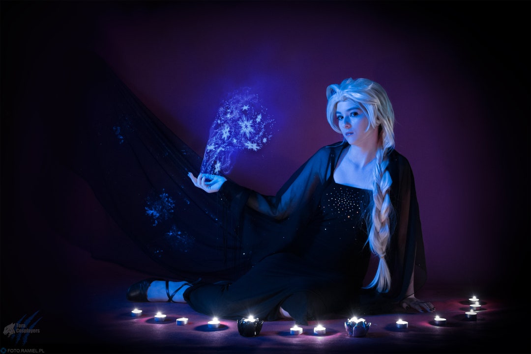 Dark Elsa Cosplay Costume Black Long Slim Dress Handmade for Adult or ...