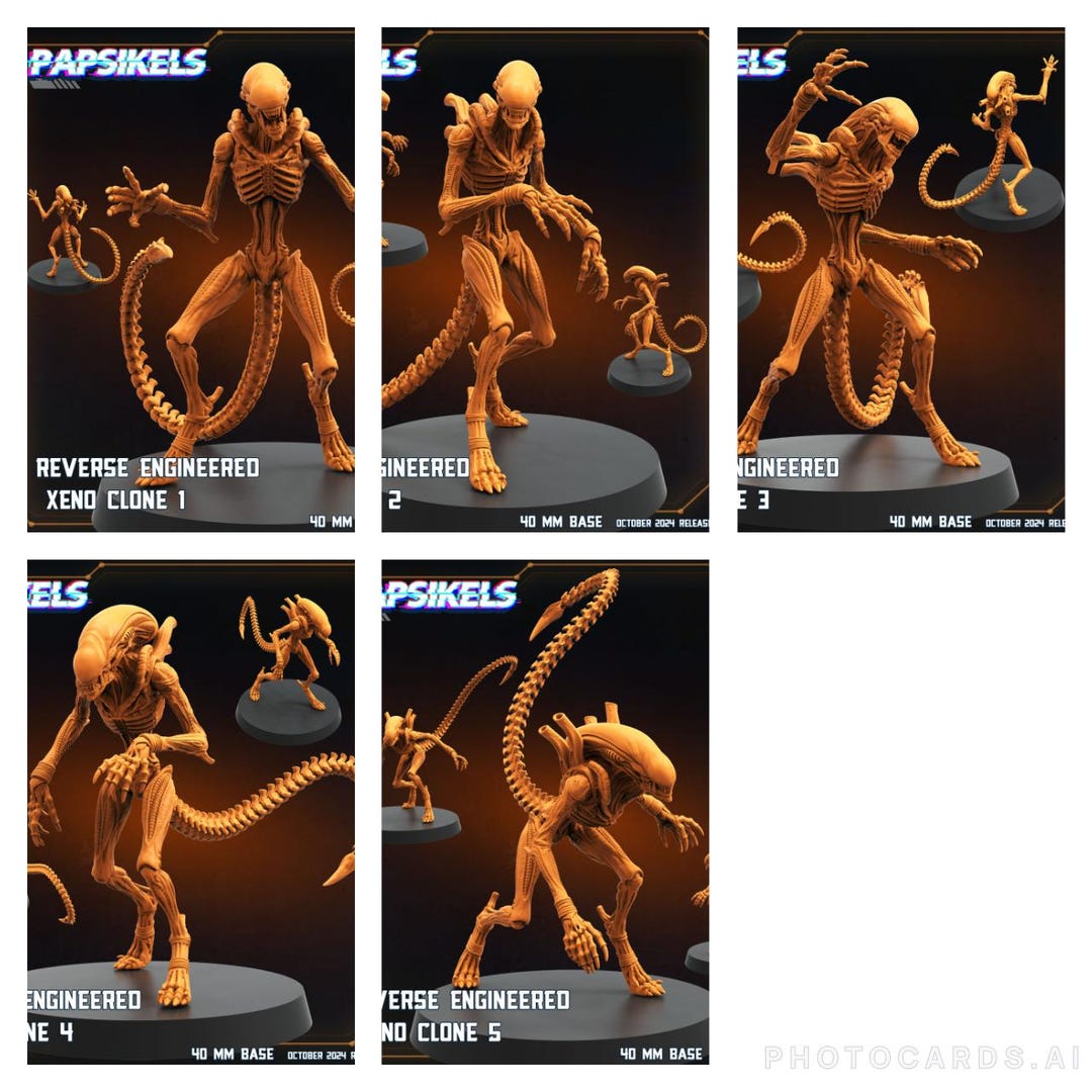 Reverse Engineered Xeno Clone Variant A-E by Papsikels Miniatures for ...