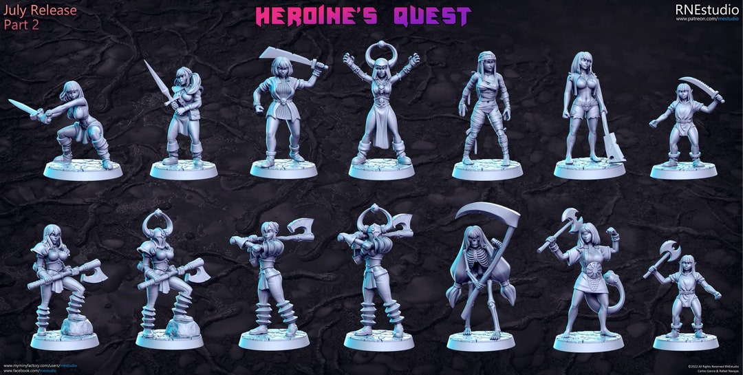 Heroine's Quest Female Miniatures for Hero Quest, Dnd, Rpg, Ttrpg and ...