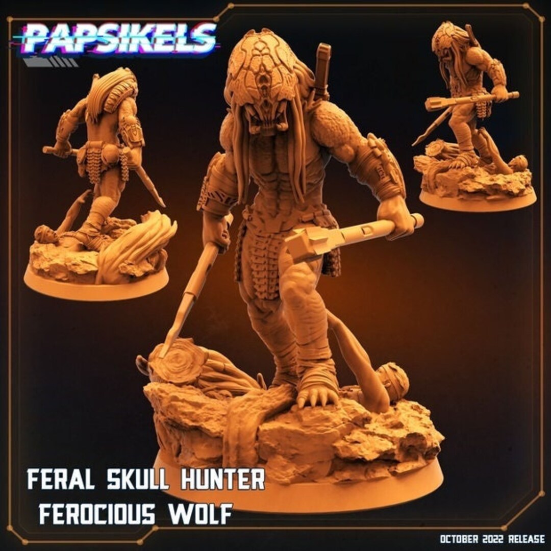 Feral Skull Hunter: Ferocious Wolf by Papsikels Miniatures for 32 Mm ...