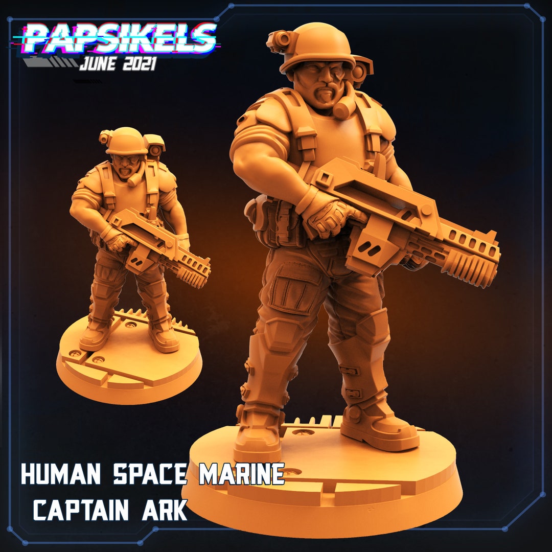 Marine Captain Ark (2 Variants) by Papsikels Miniatures for 32 Mm ...