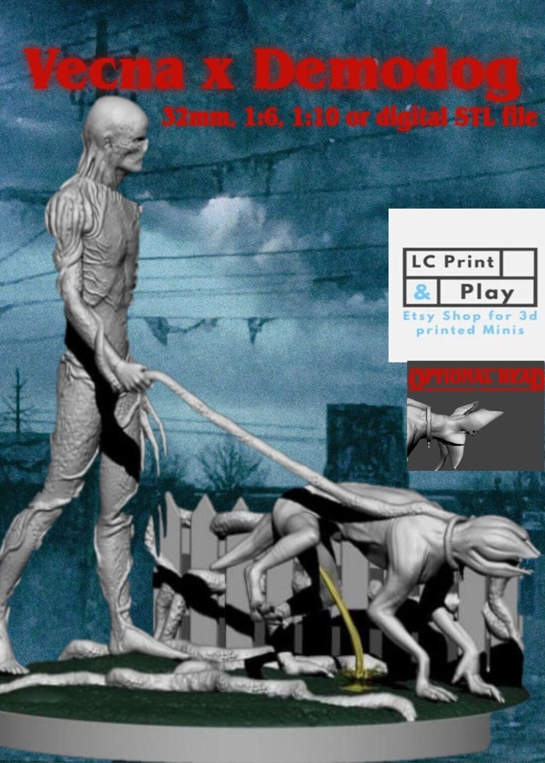 Vecna Walks His Demodog stranger Things Fanart 1:6 Miniature 3d Printed in Resin - Etsy