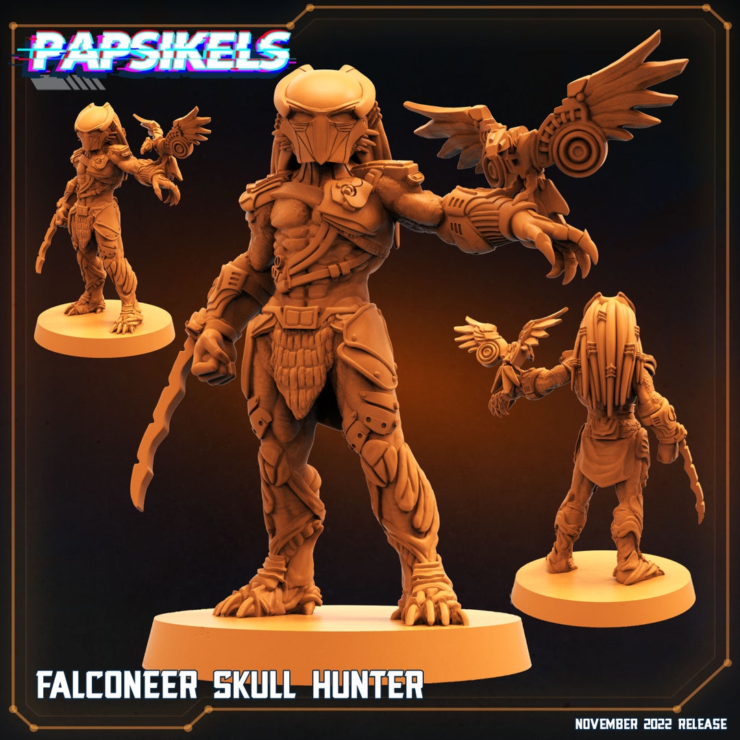 Falconeer Skull Hunter Miniature for 32mm Papsikels Alien Vs Humans AVP ...