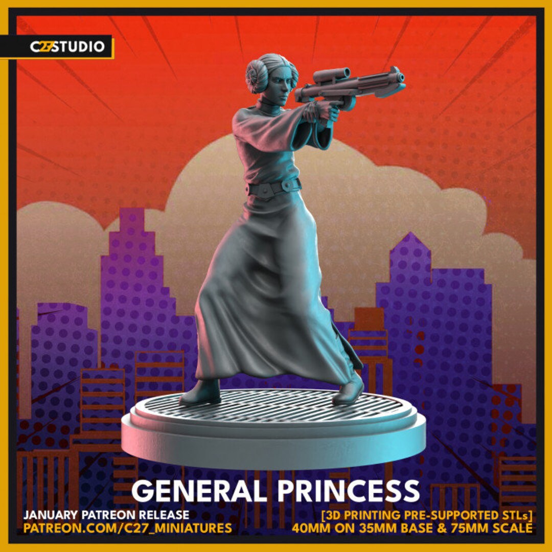 General Princess Aka Leia Organa by C27 for 40mm Wargaming Tabletop 3d ...