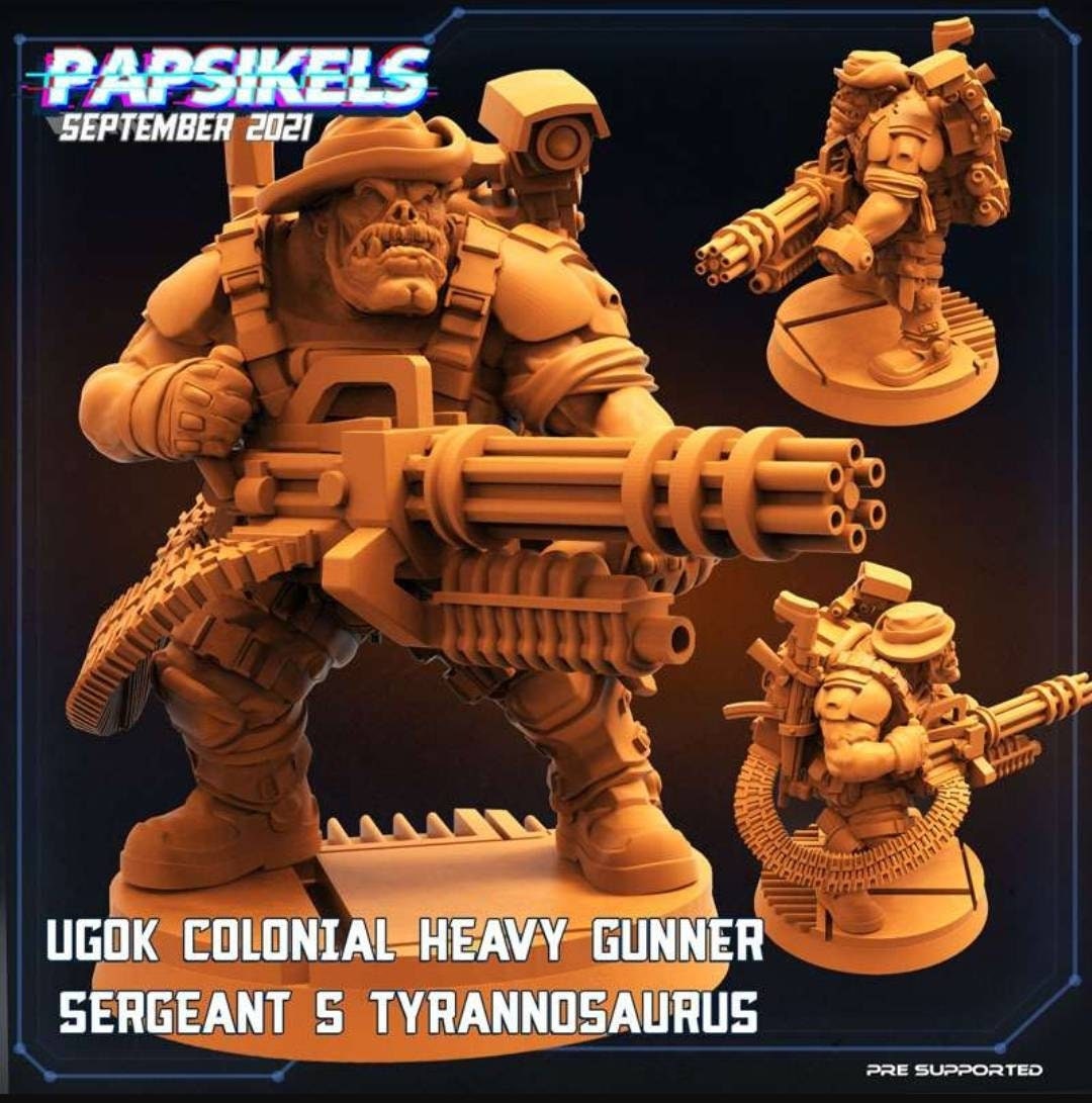 UGOK Colonial Heavy Gunner Orc Miniature for 32 Mm Papsikels Alien Vs ...