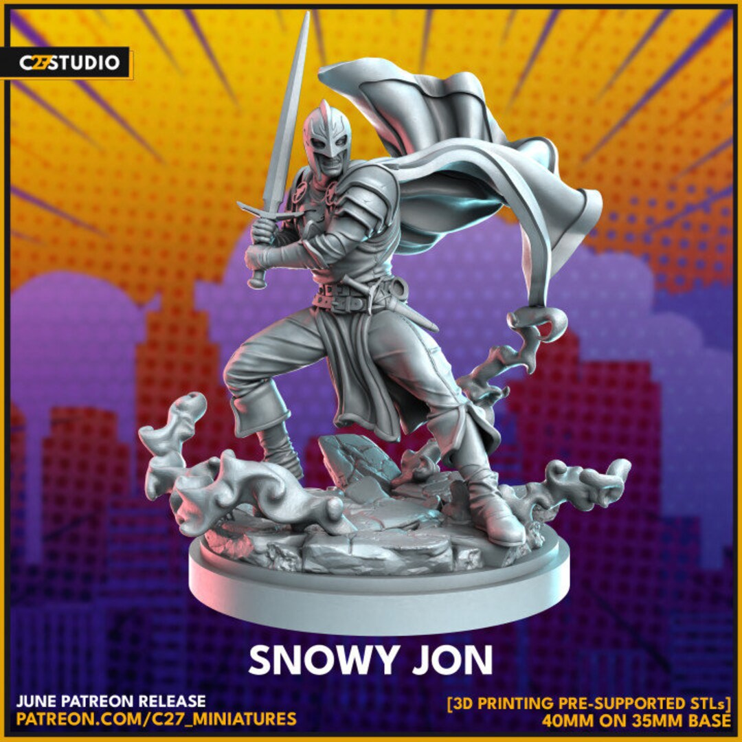 Snowy Jon aka Black Knight par C27 pour 40 mm Wargaming Tabletop 3d ...