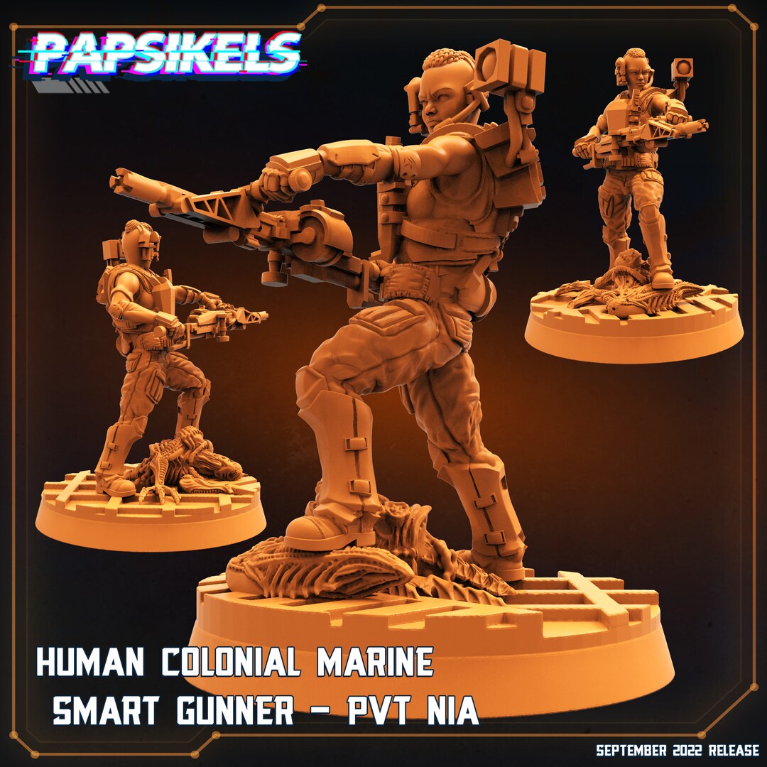 Colonial Marine Smart Gunner PVT Nia by Papsikels Miniatures for 32 Mm ...