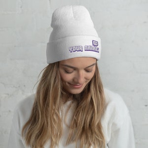 Custom Twitch Channel Name Logo Unisex Cuffed Beanie Streamer's Gift ...