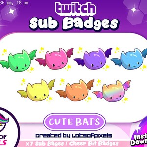 X7 Cute Sparkle Bats Sub Badges / Cheer Bit Badges -- !! UNIQUE ...