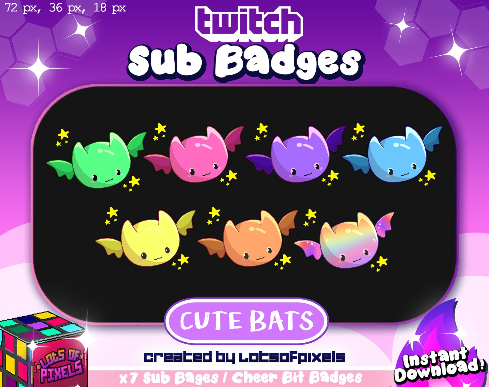 X7 Cute Sparkle Bats Sub Badges / Cheer Bit Badges | Etsy