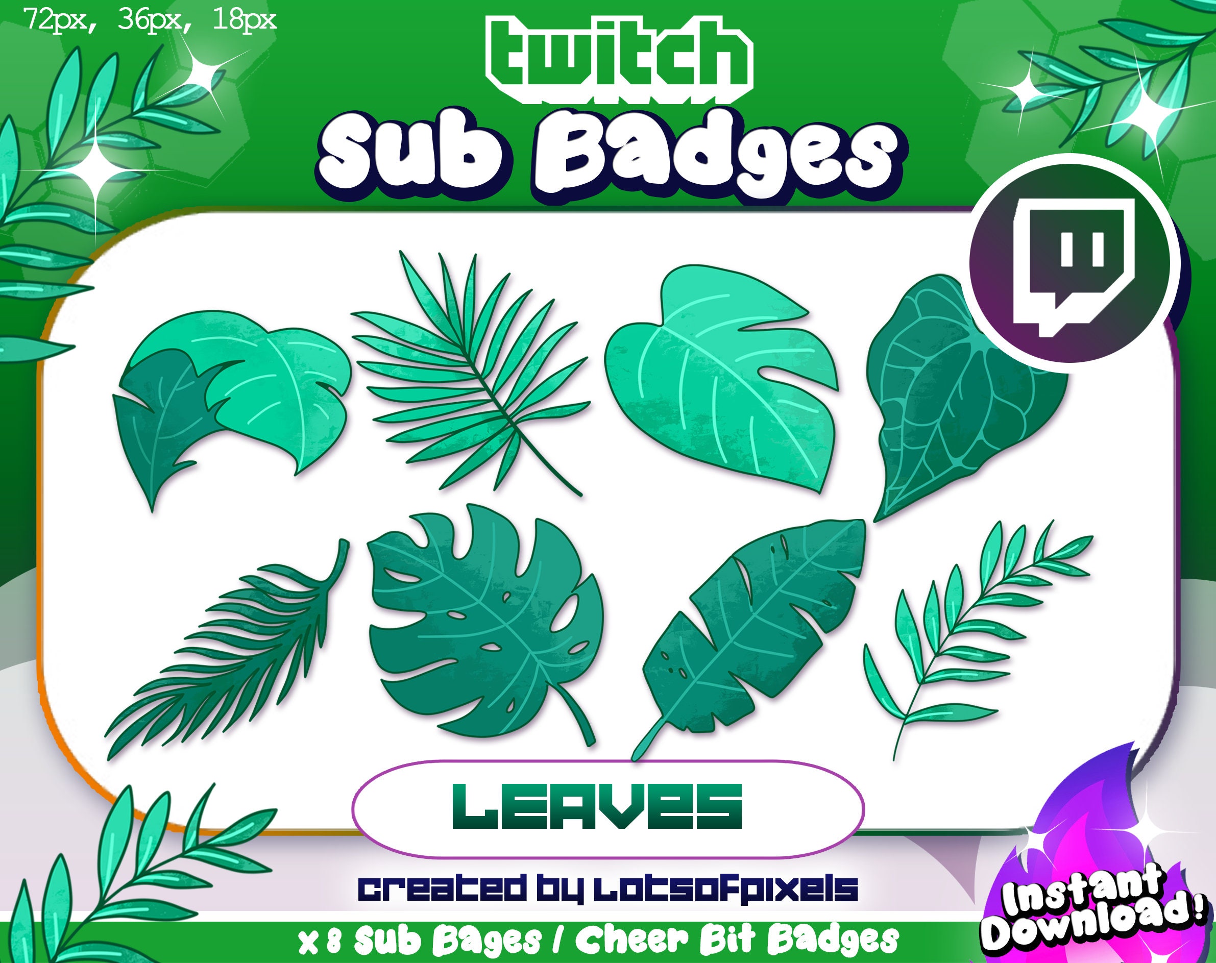 8 Leaf / Leaves Twitch Sub Badges / Cheer Bit Badges | Streamer ...
