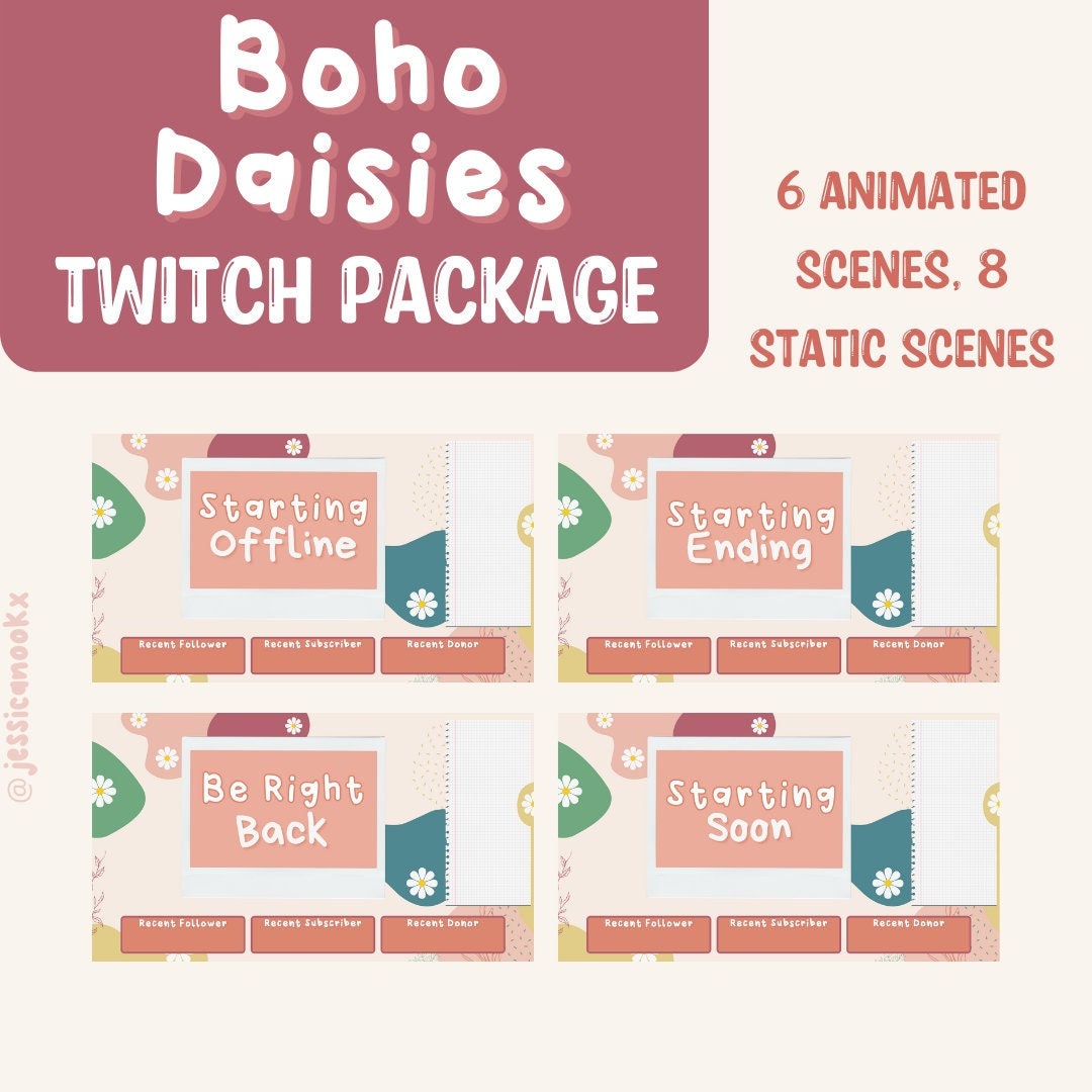 Boho Daisies Twitch Streaming Scenes, Aesthetic Colorful, Cute Twitch ...