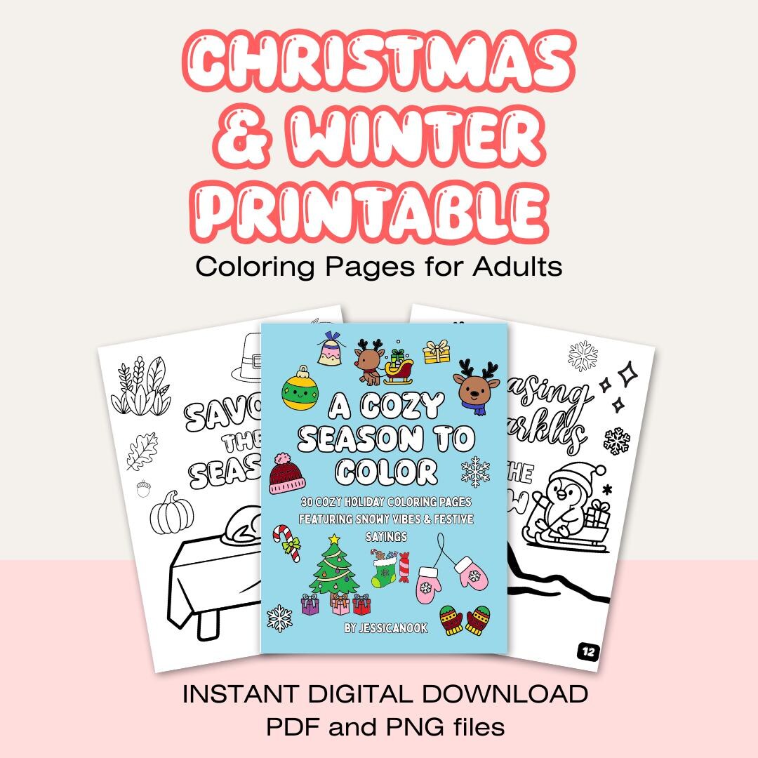 Holiday Coloring Book for Adults | Christmas & Winter Printable ...