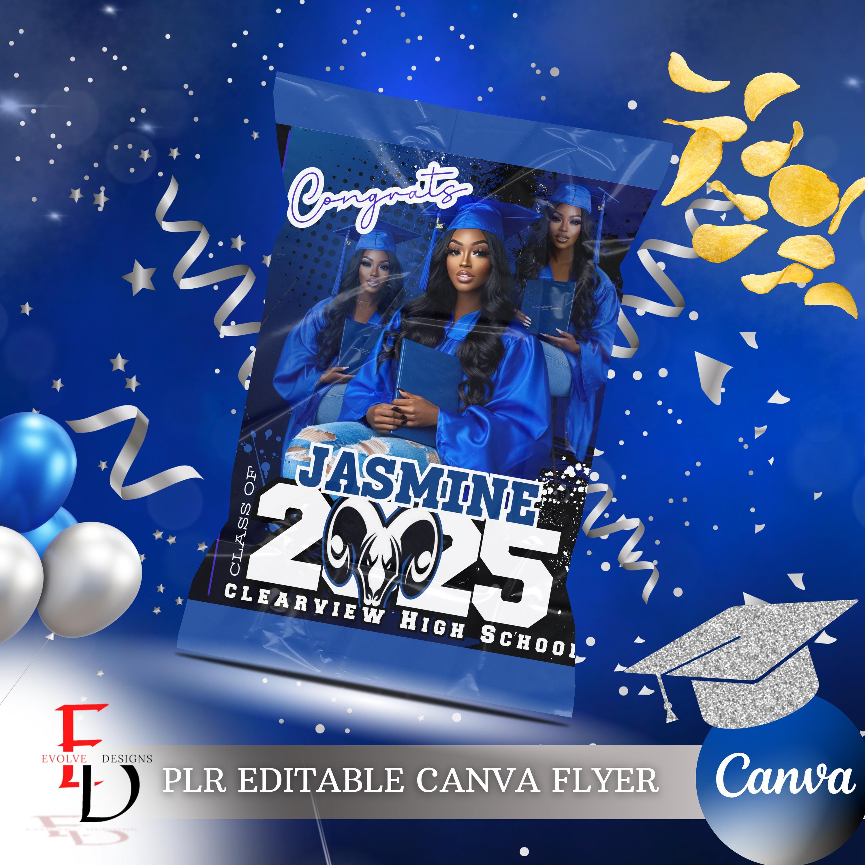 Editable Blue Graduation Party Favor Template Bundle | Customizable ...