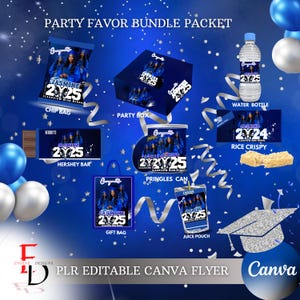 Editable Blue Graduation Party Favor Template Bundle | Customizable ...