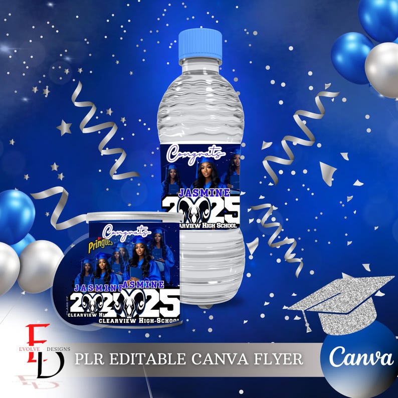 Editable Blue Graduation Party Favor Template Bundle | Customizable ...