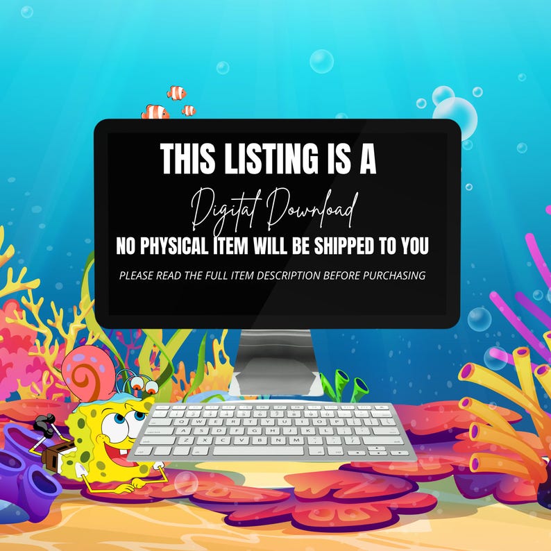 Cartoon Sea Sponge Party Favors: Treat Bag, Juice Label, Tags (canva ...