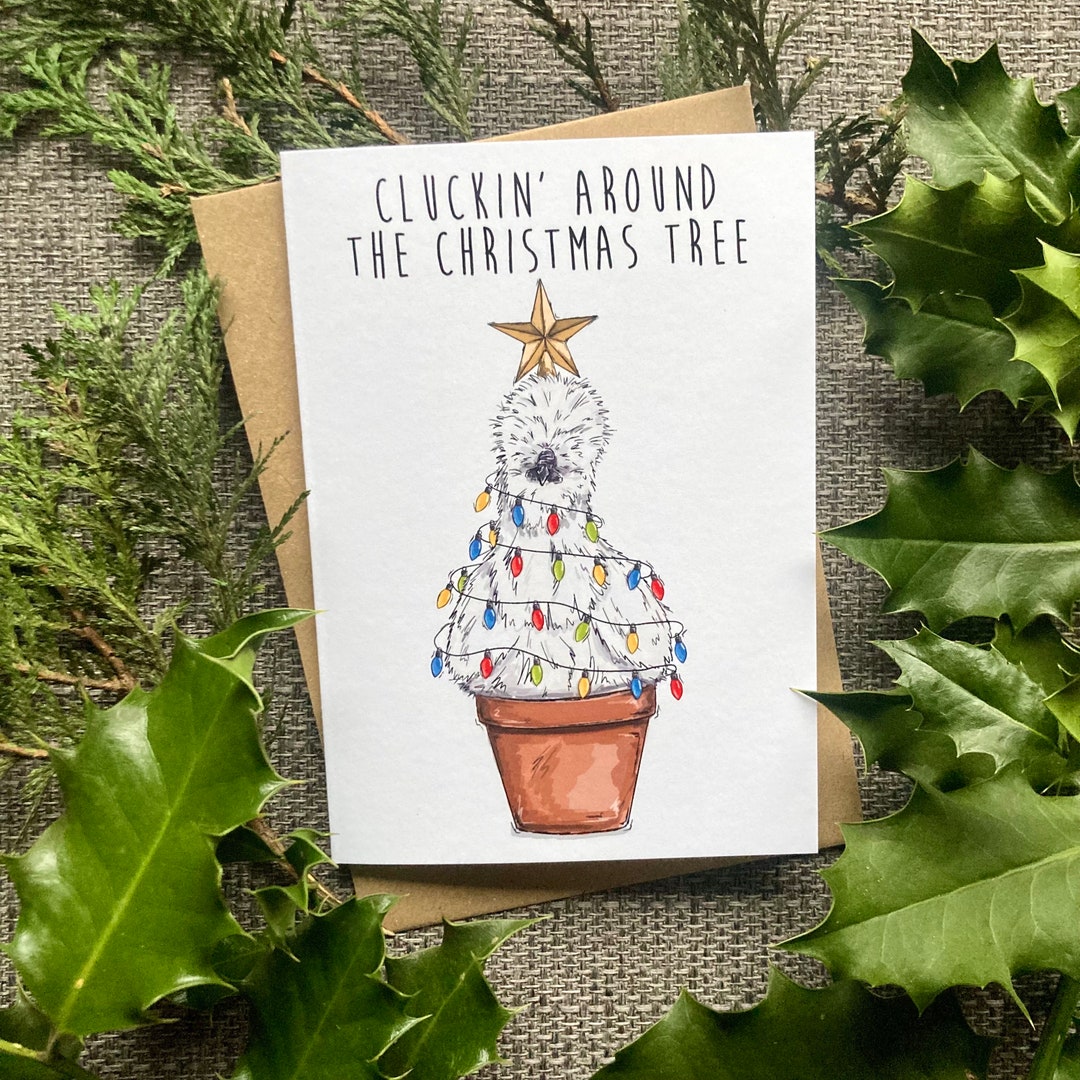 Silkie Chicken Christmas Tree Card - Chicken Lover - A6 (POSTCARD SIZE ...