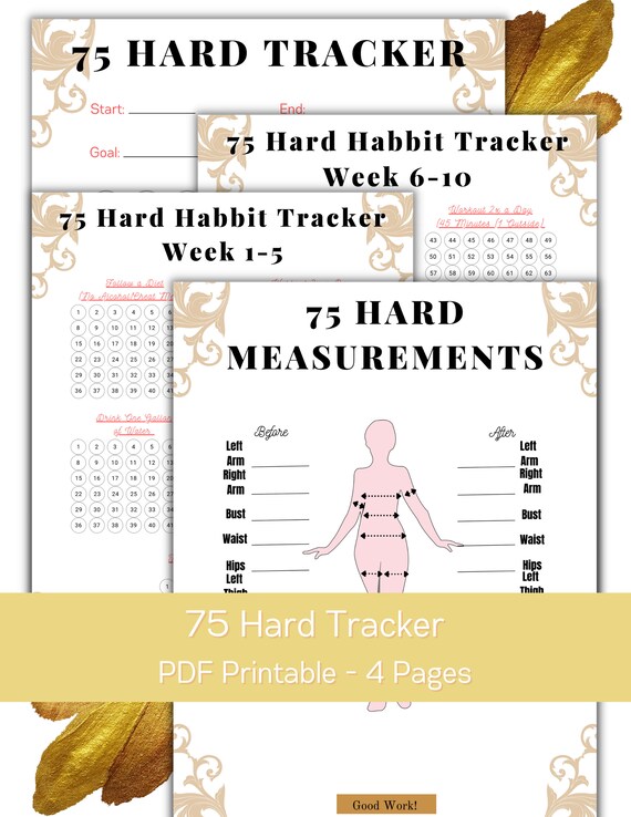 75 Hard Tracker Printable PDF | Etsy