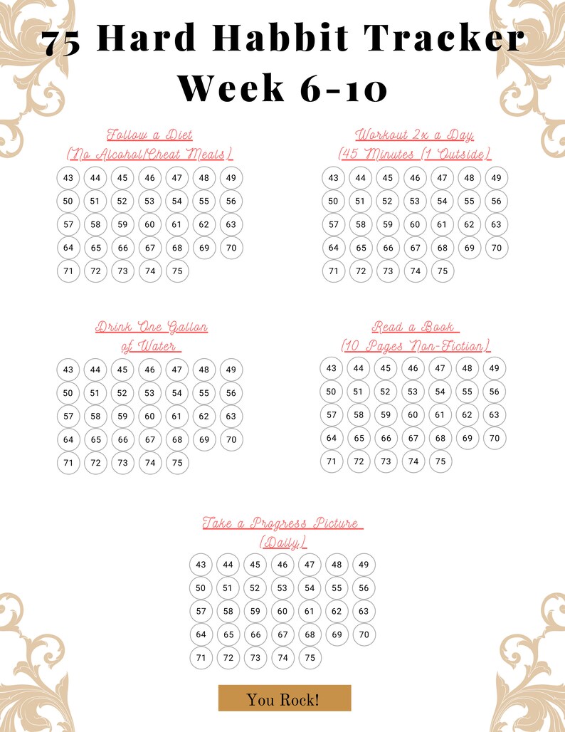 75 Hard Tracker Printable, PDF - Etsy Canada